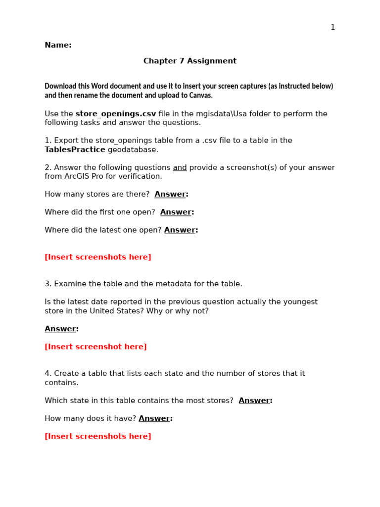 Chapter 7 - Assignment | PDF