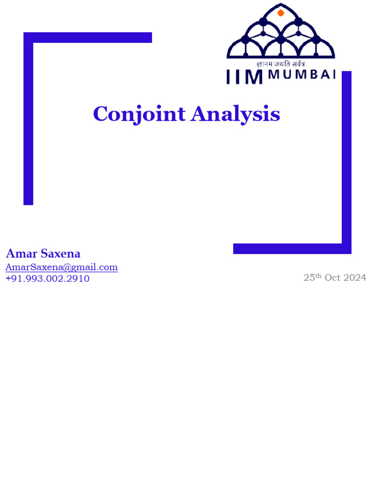 Conjoint Analysis | PDF | Utility