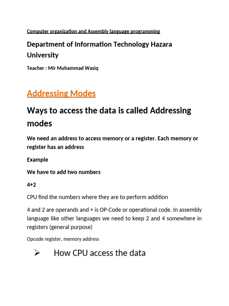 Assembly Addressing Mode Protected Direct | PDF | Assembly Language | Central Processing Unit