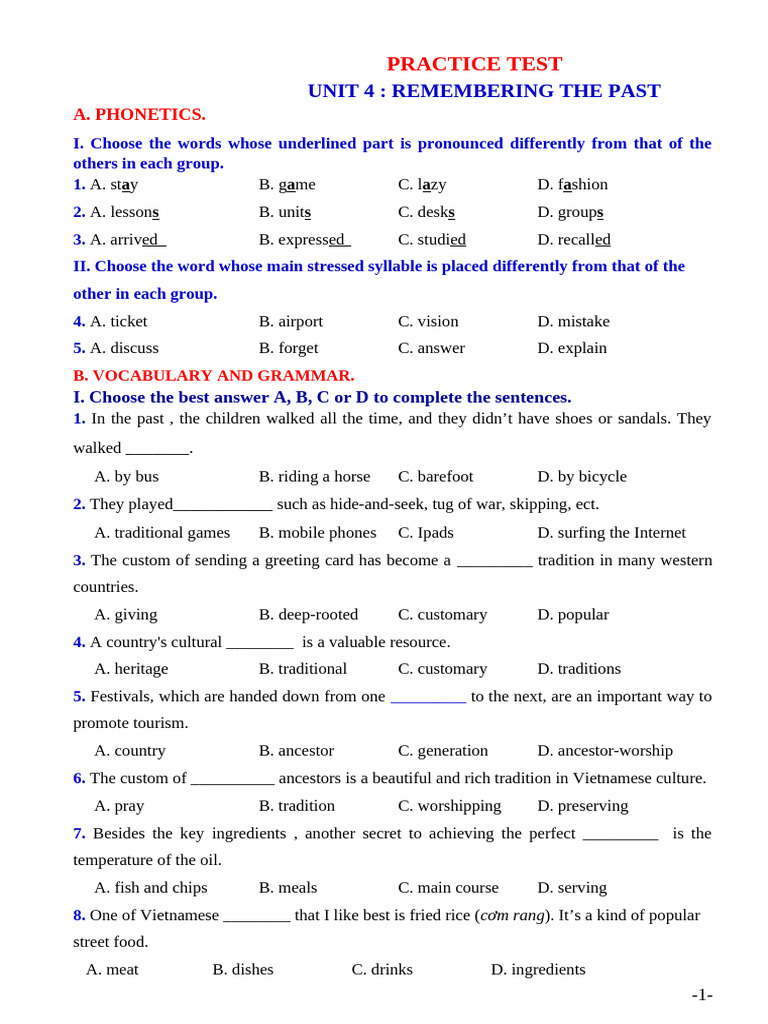 English Practice Test | PDF | Thai Cuisine | Cuisine