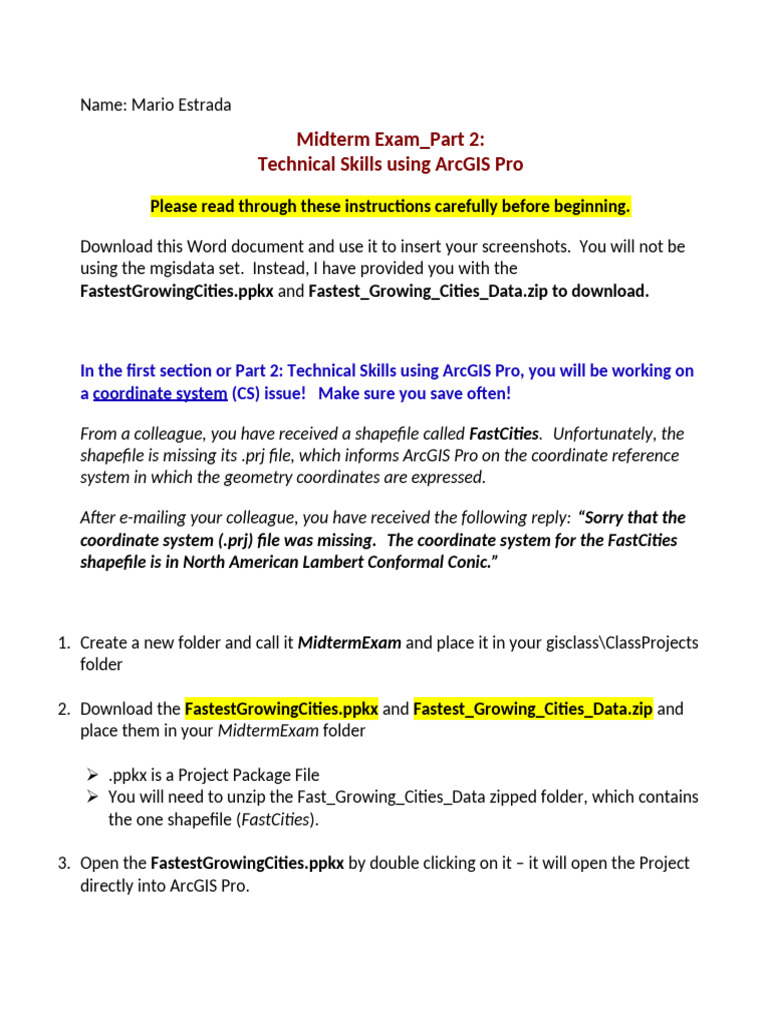 Midterm Exam - Part2 - Technical Skills Using ArcGIS Pro | PDF | Page Layout | Zip (File Format)