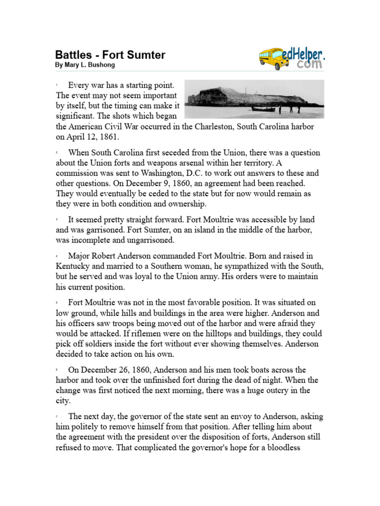 Fort Sumter: Start of the Civil War | PDF | Fort Sumter | Conflicts