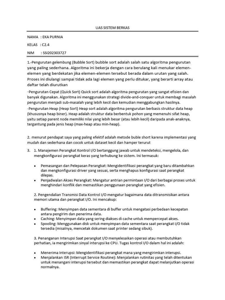 Uas Sistem Berkas Eka Purnia | PDF | Komputer