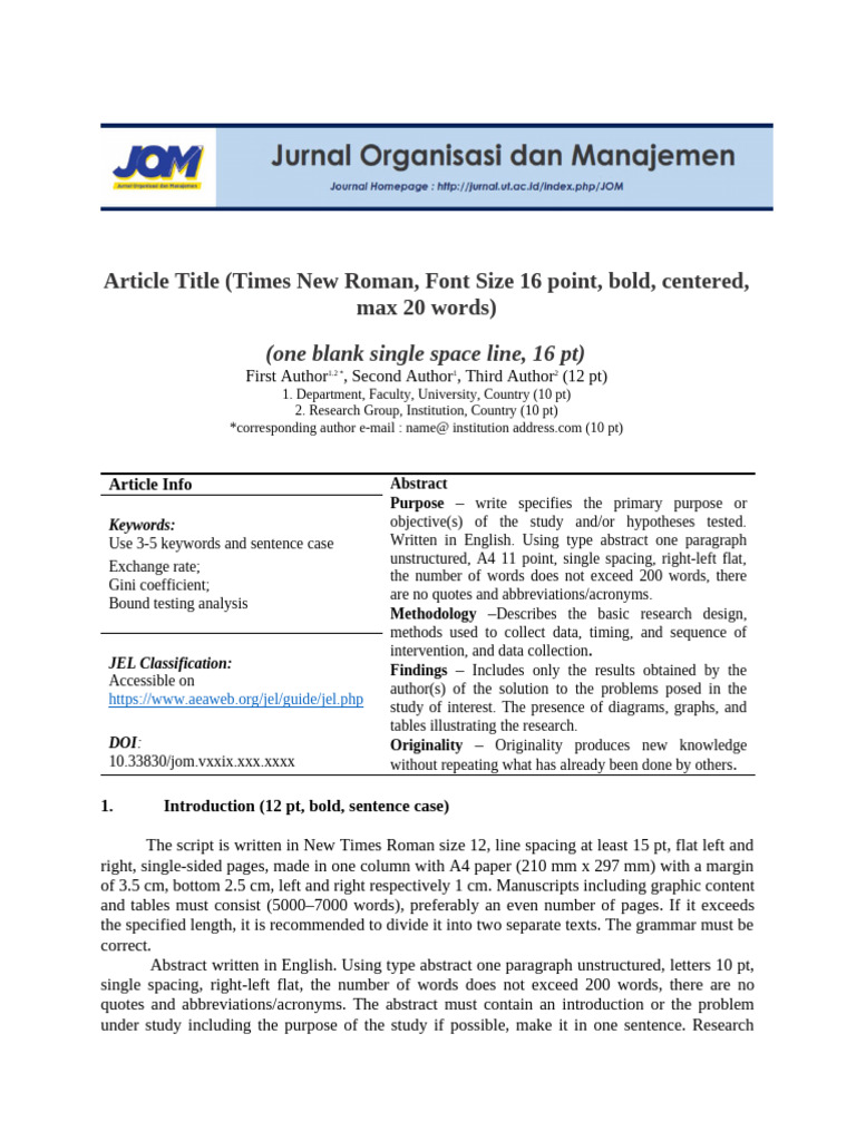 JOM-Template. | PDF | Apa Style