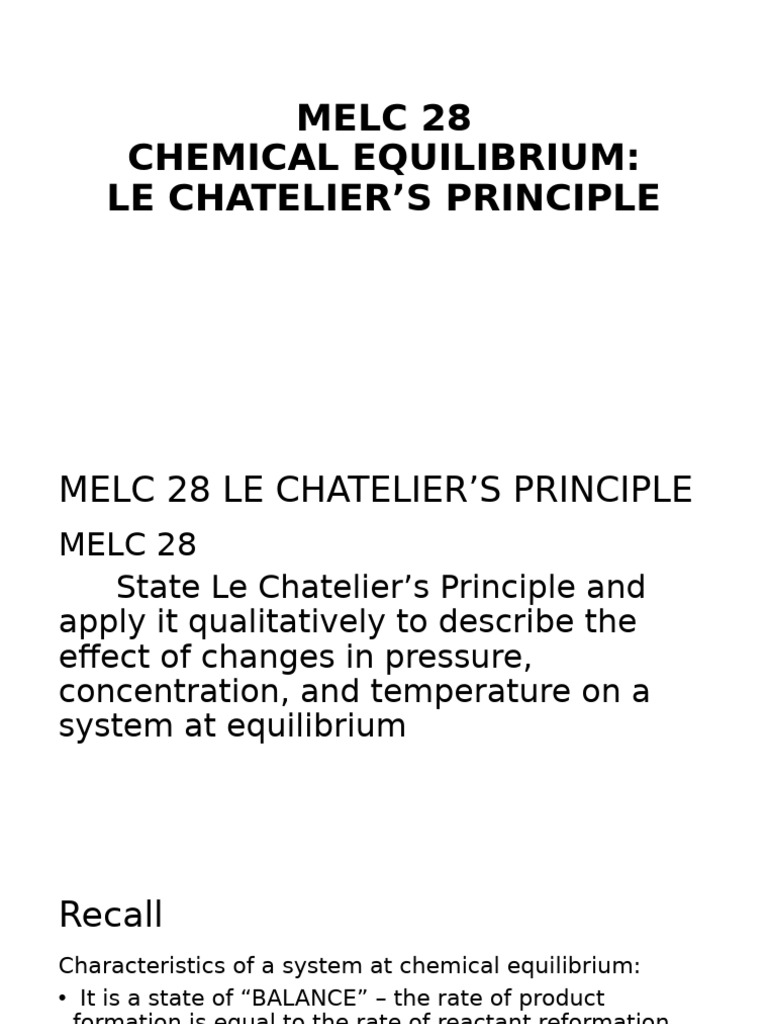 Le Chatelier's Principle Explained | PDF | Chemical Equilibrium ...