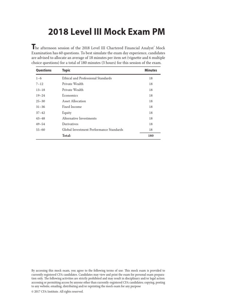 2018 CFA III Mock Exam A Afternoon Session | PDF | Bond Duration | Bonds (Finance)