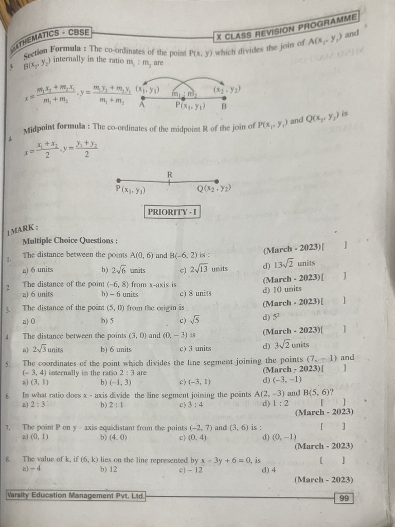 Coordinate Geometry Revision Questions | PDF | Triangle | Euclid