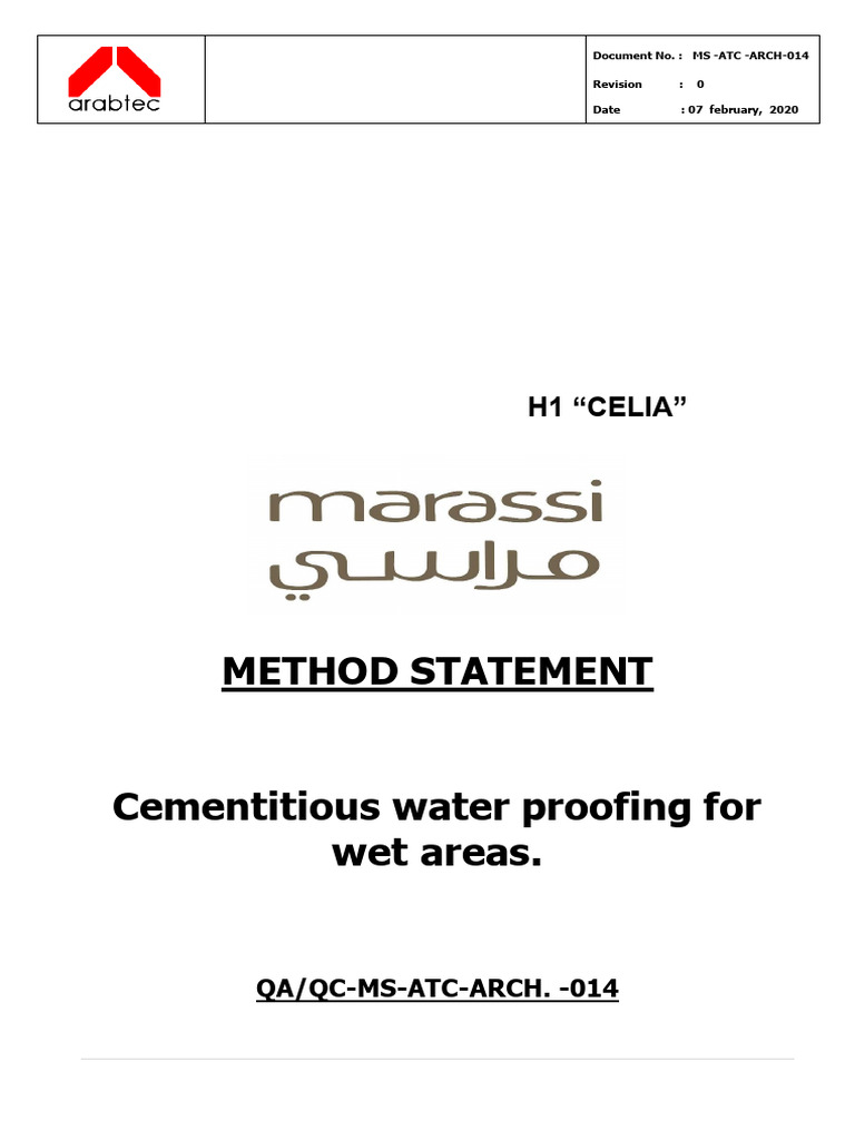 MS water proofing cemntitious | PDF | Specification (Technical Standard ...