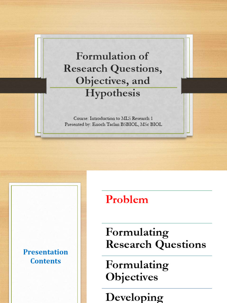 Intro To MLS Research 3 Lesson 3 Formulation of Questions and Objectives | PDF | Hypothesis ...