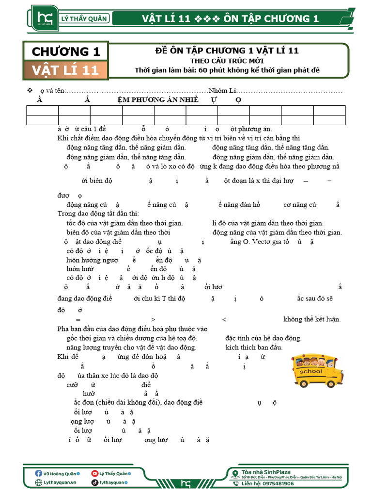 Đề Gk1 Vật Lí 11 1 | PDF