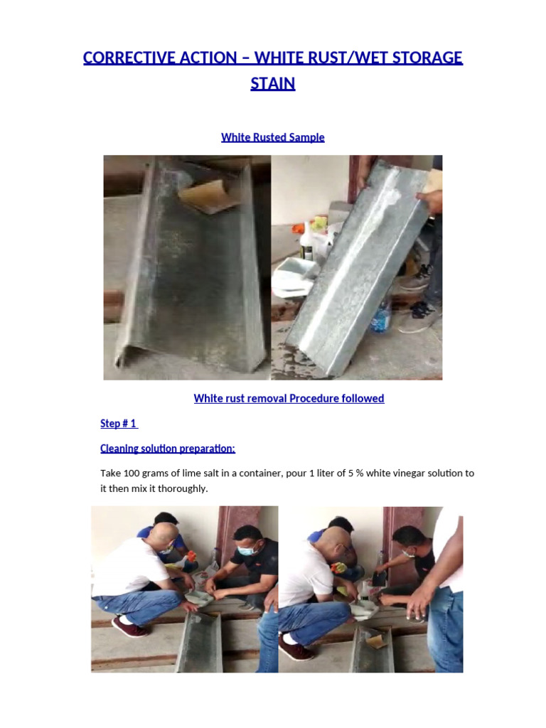 Corrective Action - White Rust or Wet Storage Stain | PDF | Galvanization | Corrosion