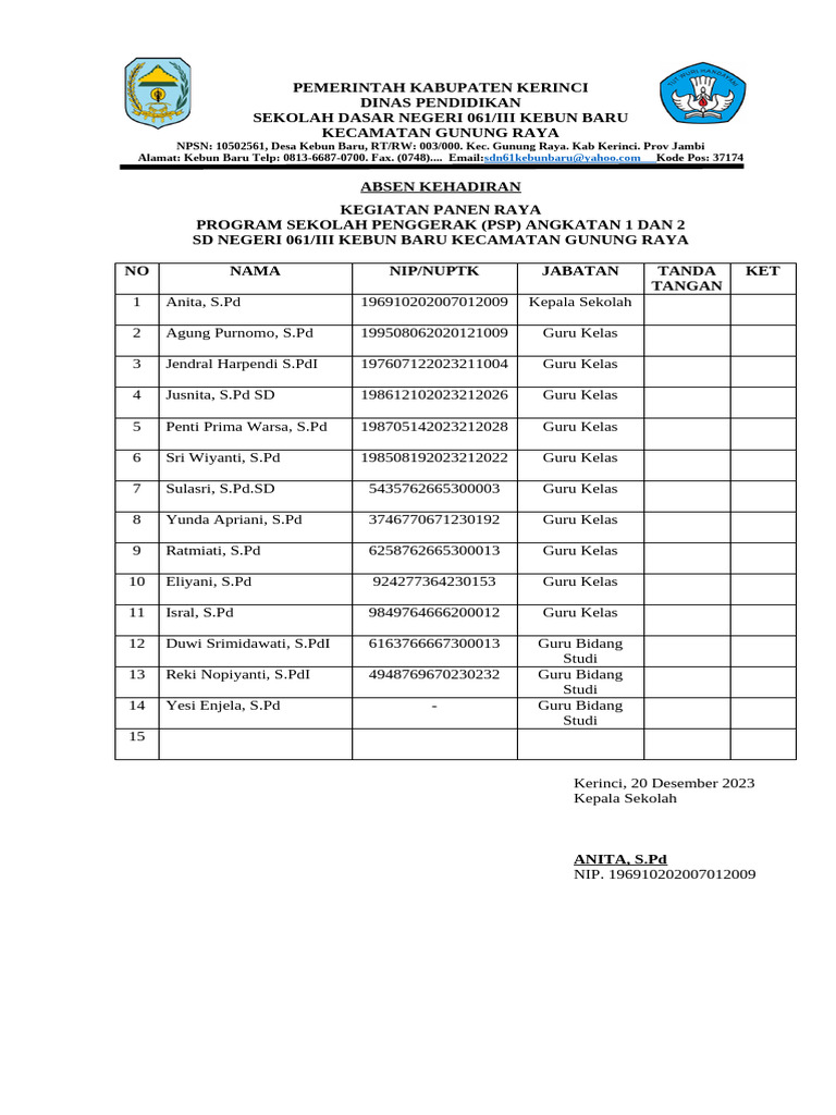 Absen Kehadiran Kegiatan | PDF