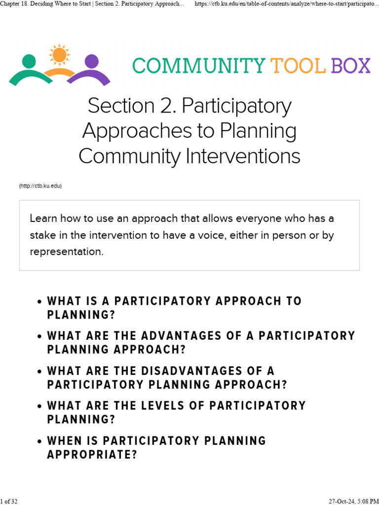 Chapter 18. Deciding Where To Start - Section 2. Participatory ...