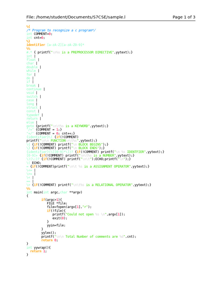 C Program Syntax Analyzer | PDF | Teaching Methods & Materials