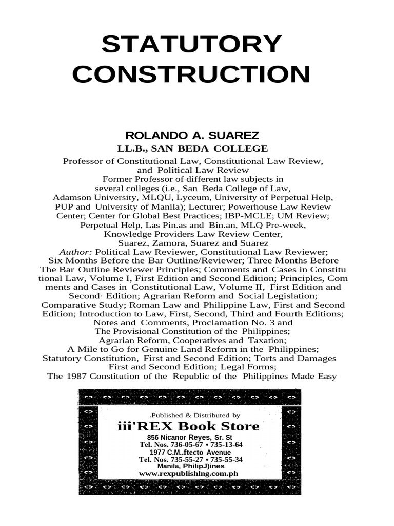 Statutory Construction Suarez | PDF | Statutory Interpretation | Due ...