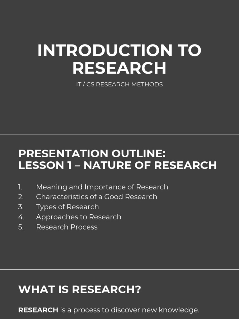 Lesson 1 - Introduction To Research | PDF | Quantitative Research ...