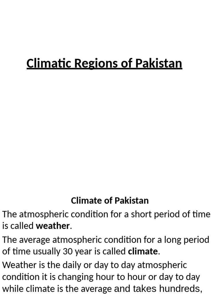 Climatic Regions of Pakistan Explained | PDF | Subtropics | Rain
