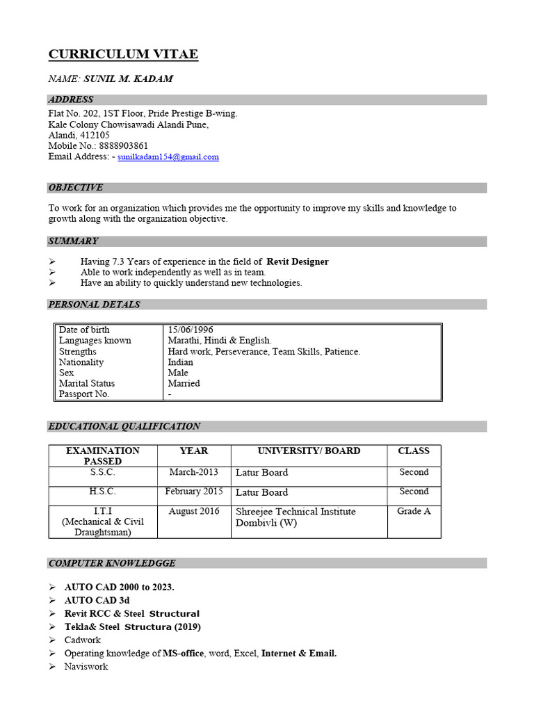 Naukri SunilMkadam (7y 0m) | PDF | Technical Drawing | Civil Engineering