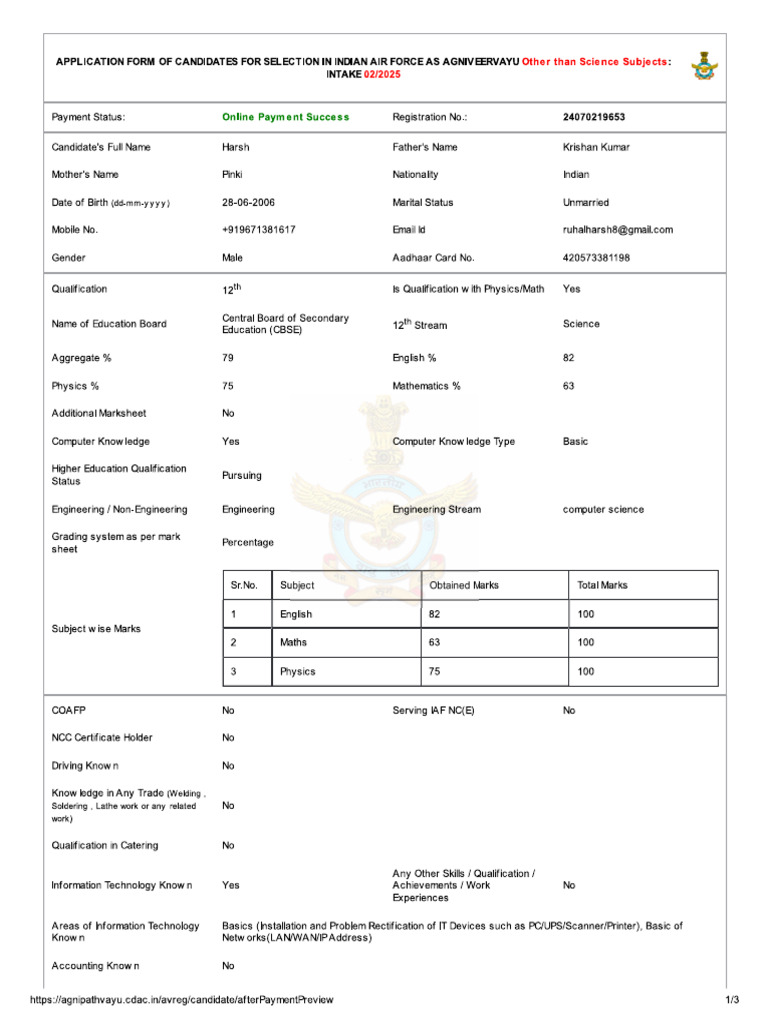 Airforce Application | PDF