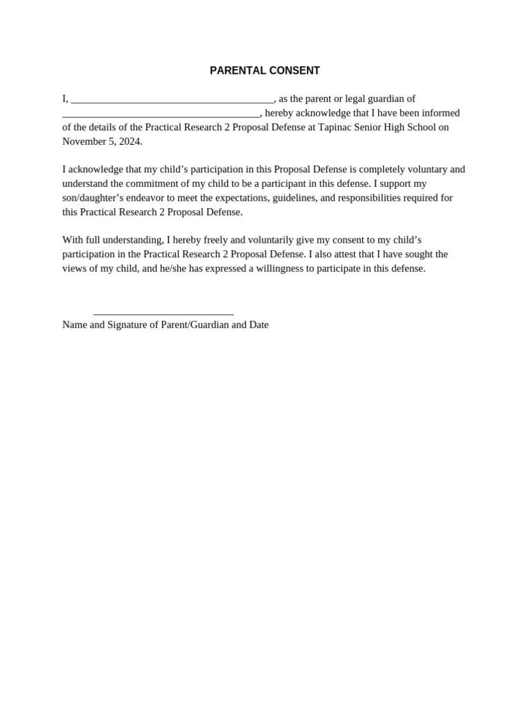 PR2 Parental Concent | PDF