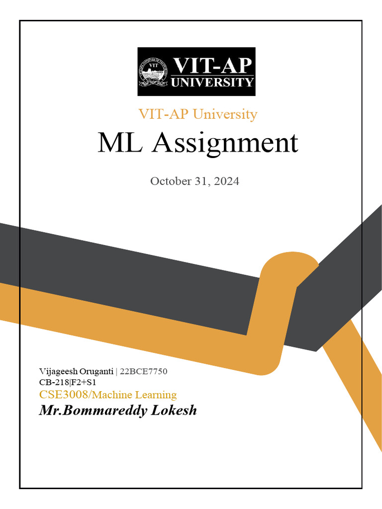 22BCE7750 ML Assignment | PDF | Errors And Residuals | Regression Analysis