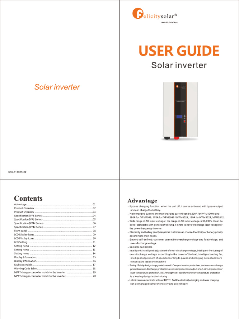Solar Inverter IVPM-IVPS Series USER GUIDE-2001118 | PDF