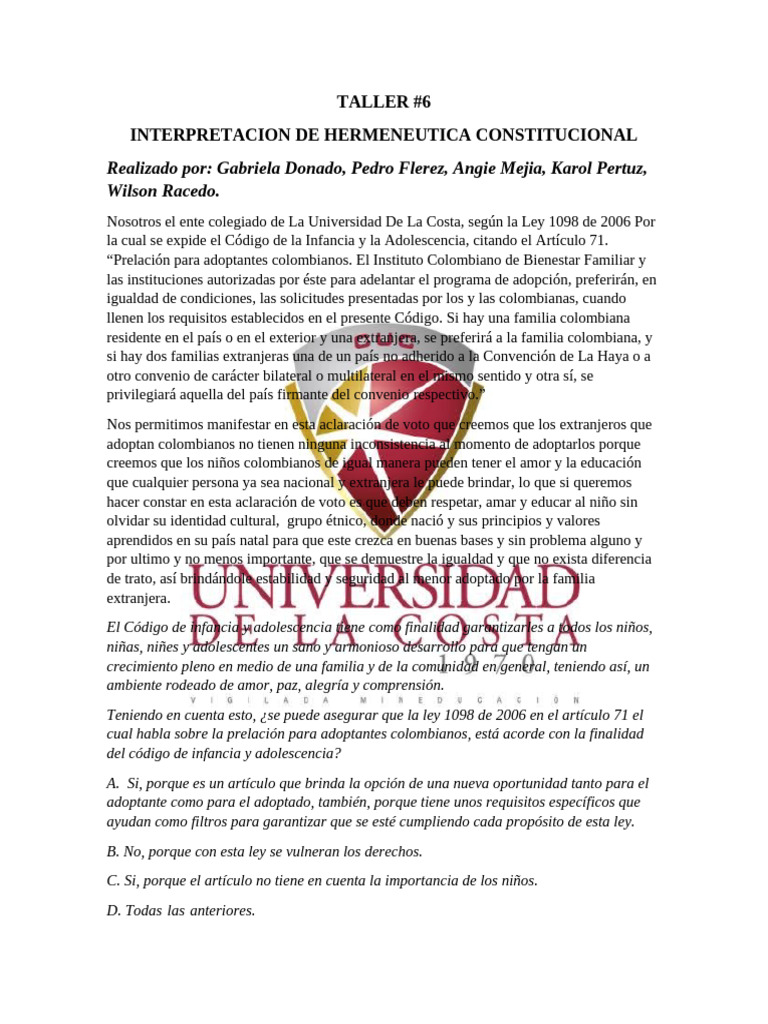 Taller Hermeneutica | PDF | Adopción | Justicia