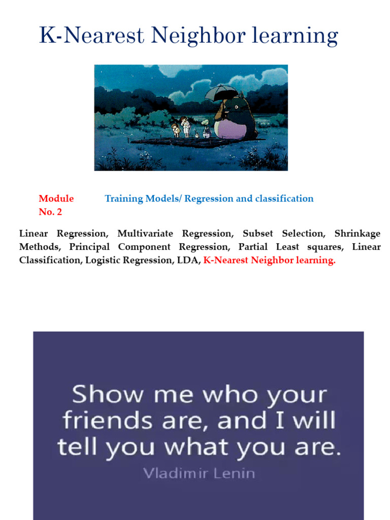 19-K-Nearest Neighbor Learning.-22-08-2024 | PDF | Statistical Classification | Regression Analysis