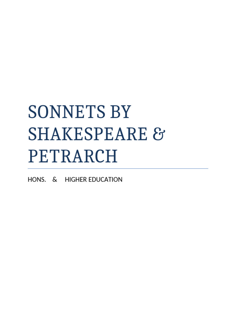 Sonnets by Shakespeare | PDF