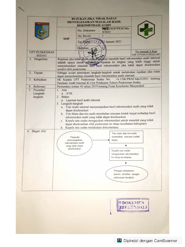 Sop Rujukan JK TDK DPT Menyelesaikan MSLH Audit | PDF