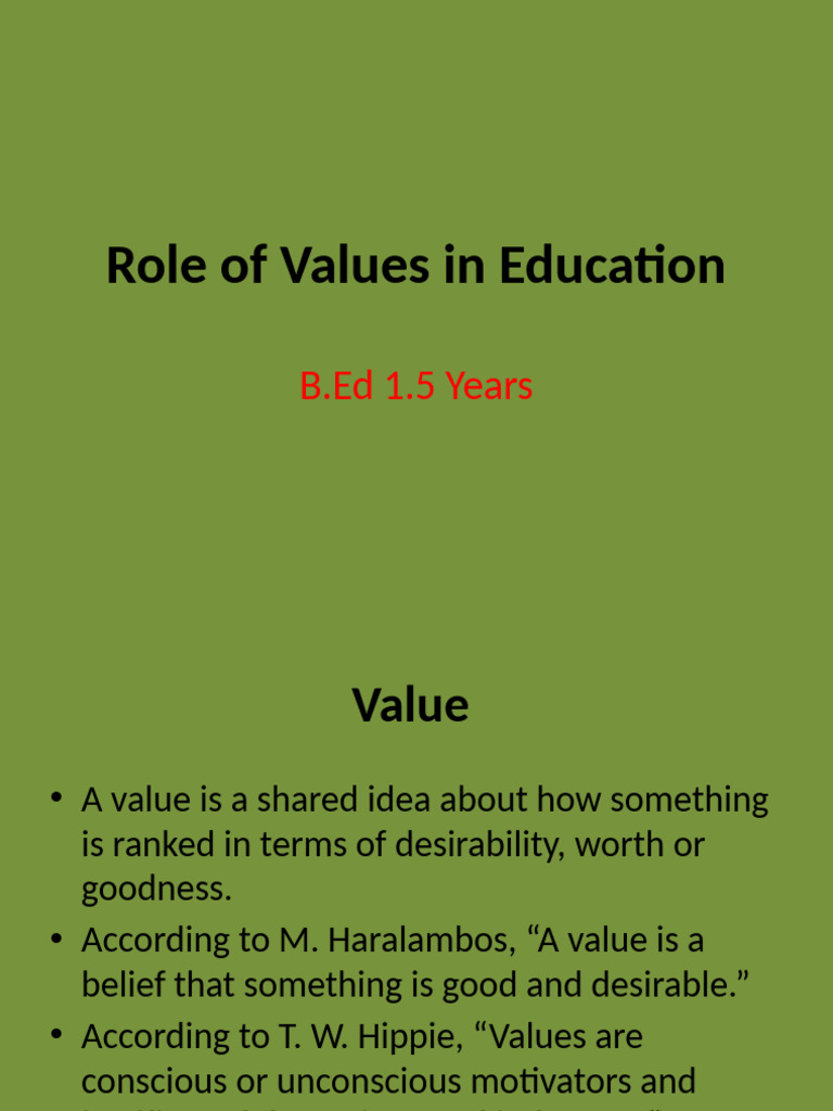 Lect-3 Role of Values in Education | PDF | Morality | Faith
