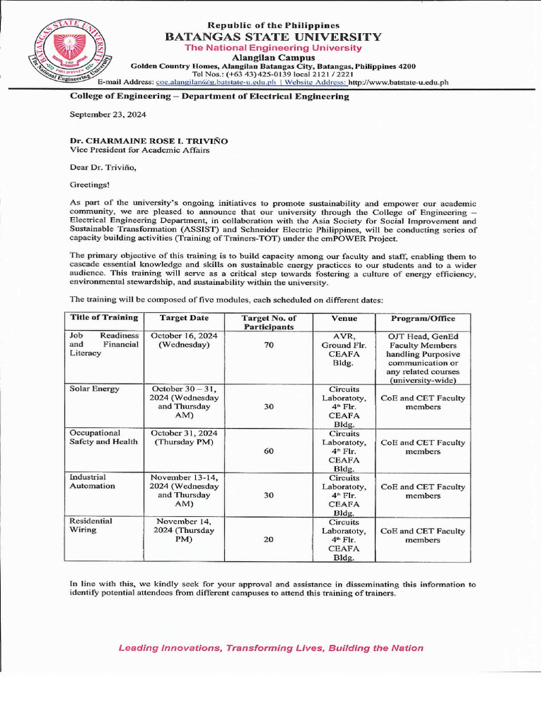 Request For Participants - Training of Trainers 1 | PDF