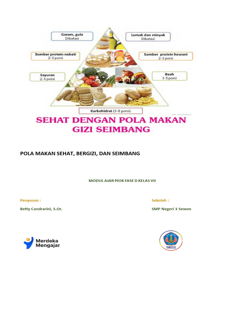 MODUL AJAR Kelas 7 Sem 2 (Pola Makan Sehat, Bergizi, Dan Seimbang) | PDF