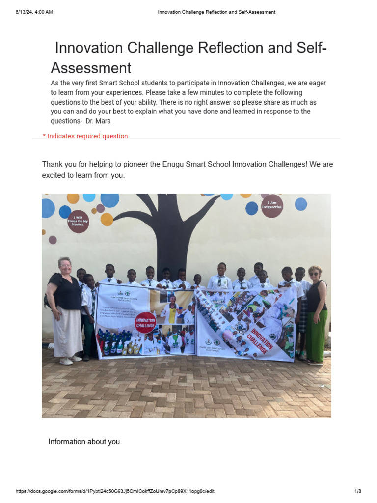 Innovation Challenge Reflection and Self-Assessment - Google Forms ...