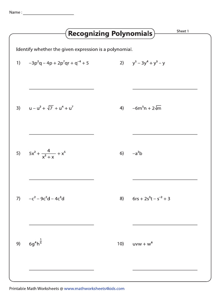 Identifying Polynomials 1 | PDF