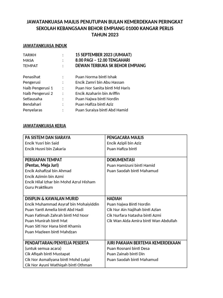 AJK SAMBUTAN MERDekA Skbe 23 | PDF