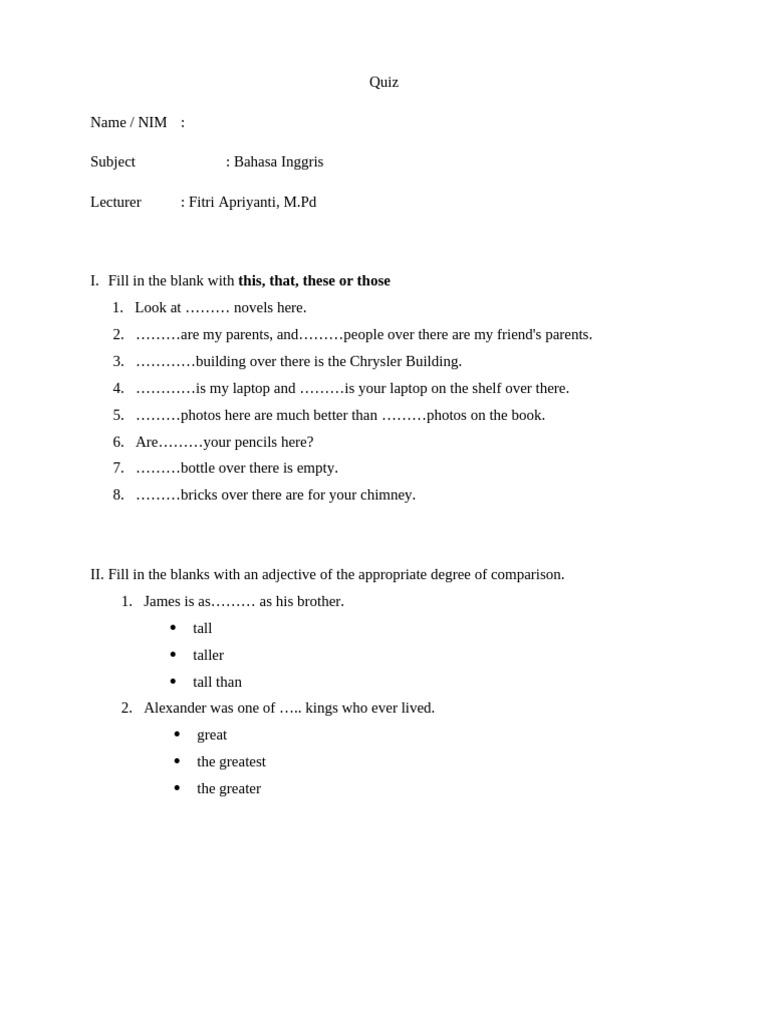 Quiz UTS | PDF | Languages | Foreign Language Studies