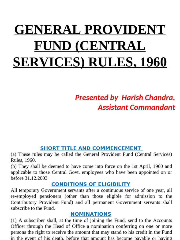 GPF Rules PPT - 070329 | PDF | Subscription Business Model | Credit