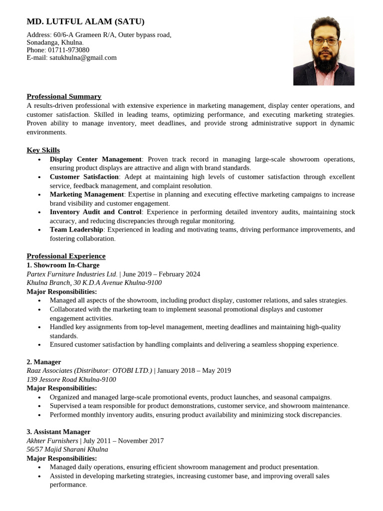 CV of Lutful Alam Satu... | PDF | Business Economics | Business
