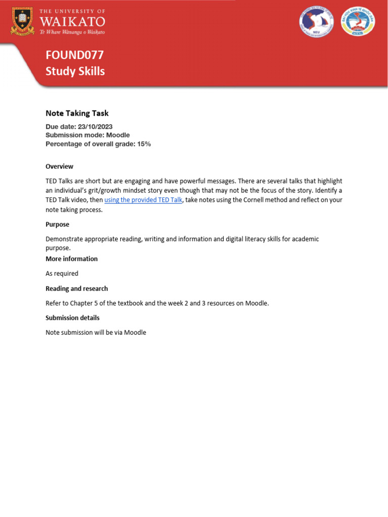 Assessment 2 - Note Taking Task | PDF | Career & Growth | Language Arts ...