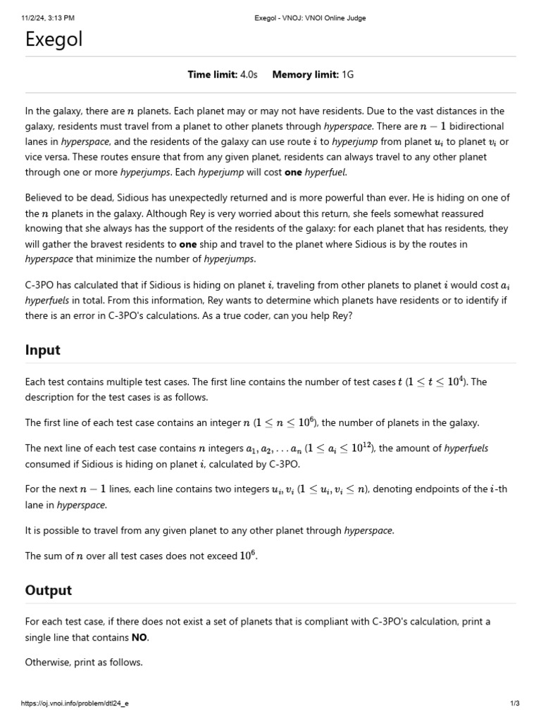 Exegol: VNOI Problem Analysis | PDF | Applied Mathematics