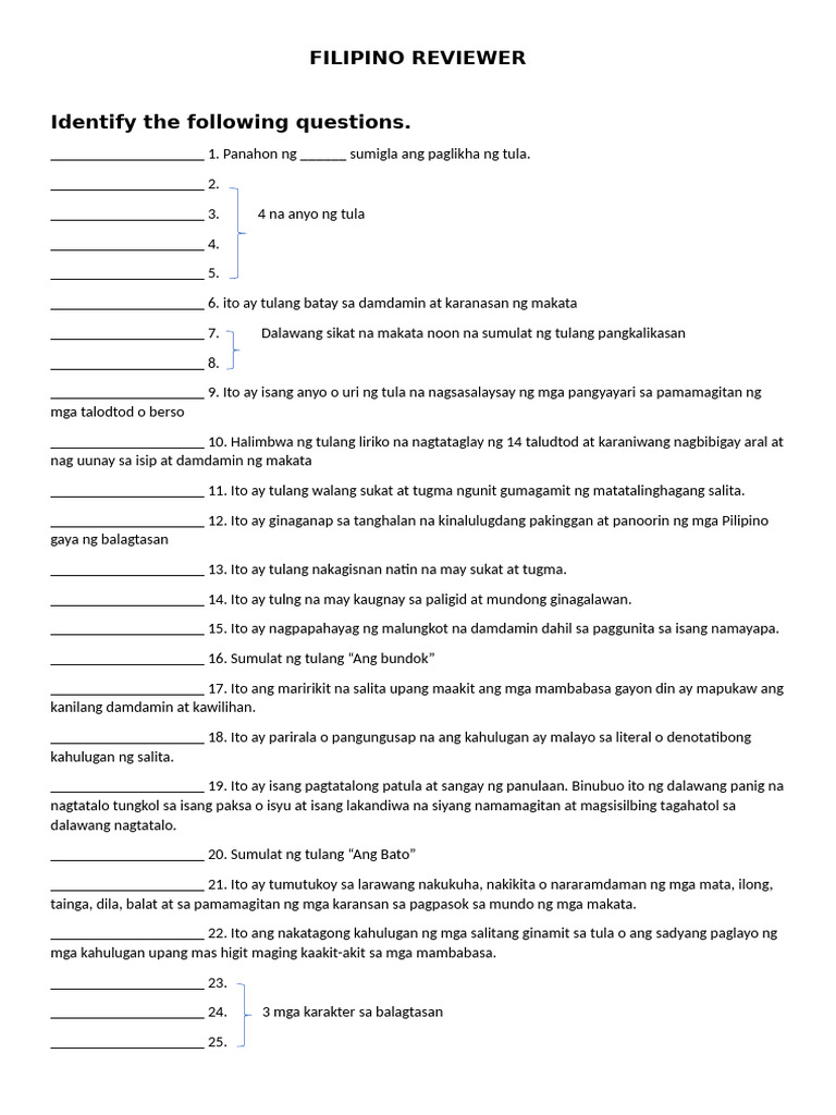 Test Question Filipino | PDF