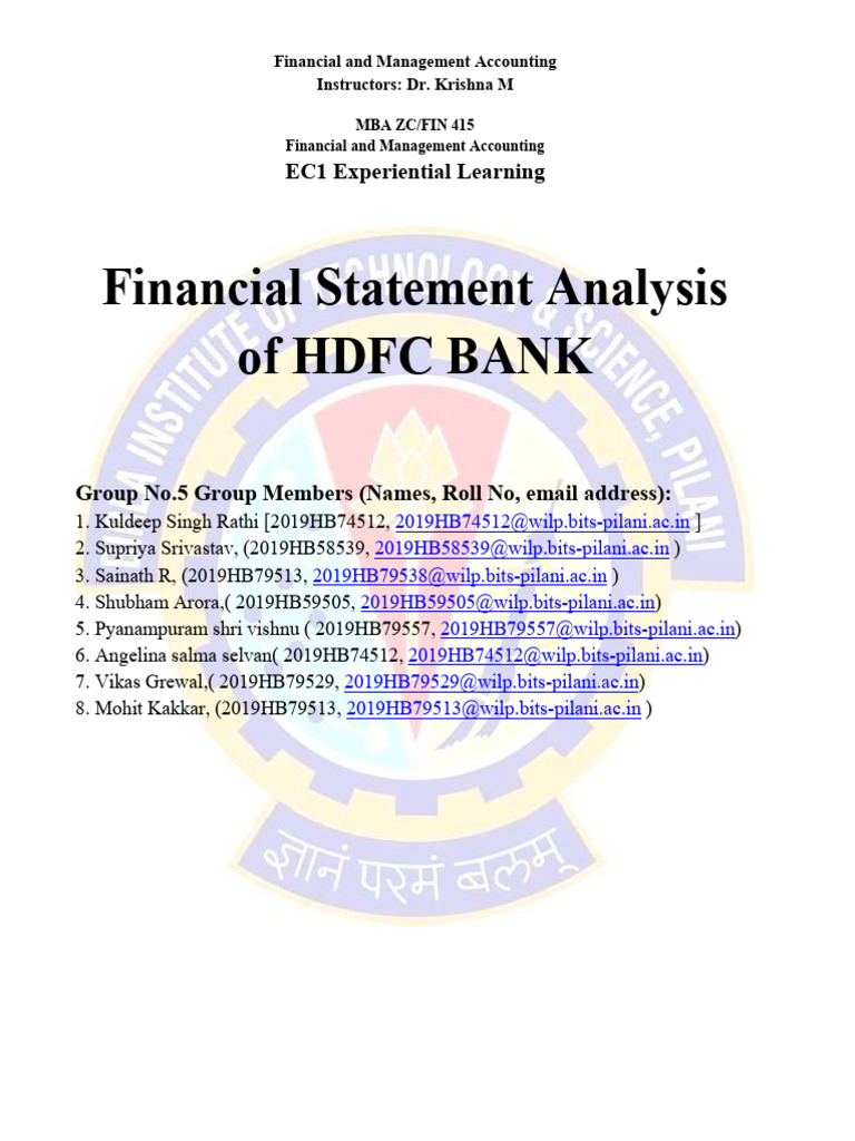 HDFC Bank Report | PDF | Equity (Finance) | Banks