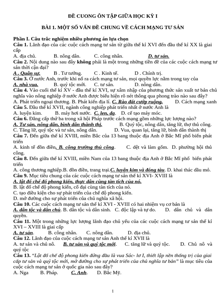 ĐỀ CUONG ÔN TẬP GIUA HKI | PDF