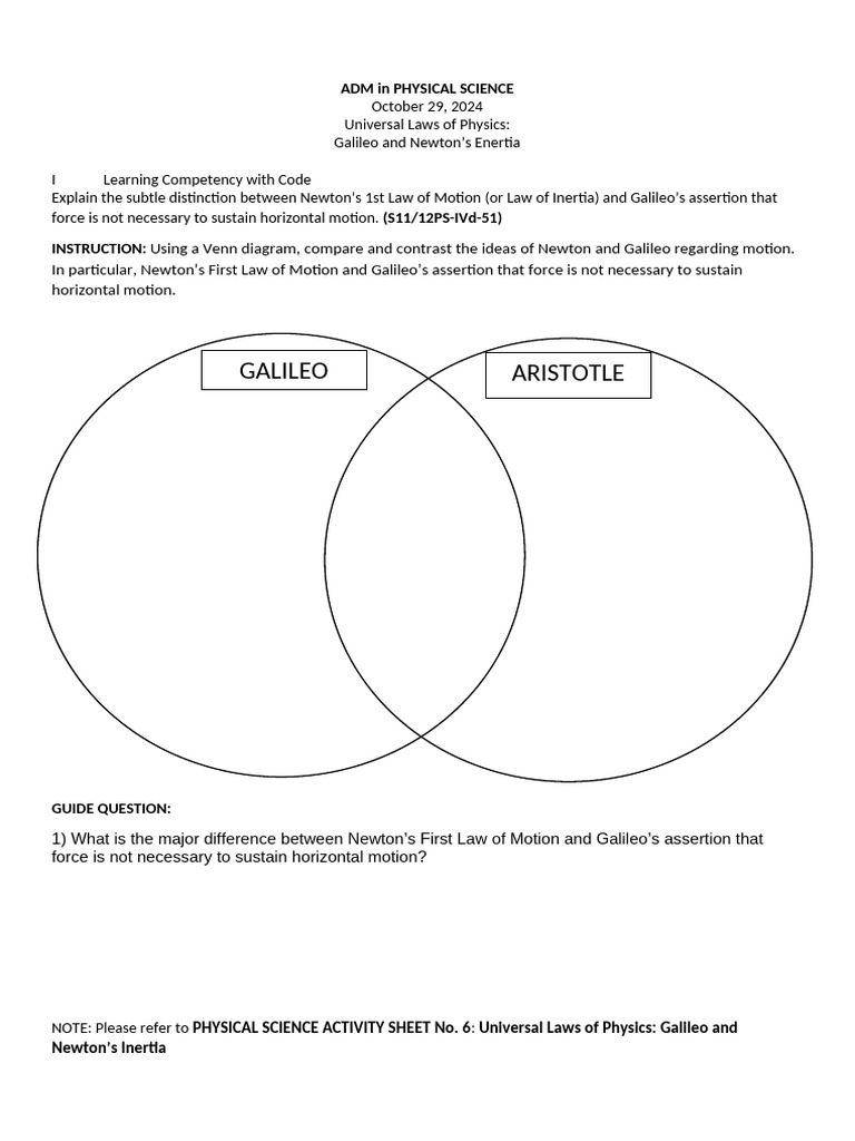 Adm Physci Ulp Galileo Newton | PDF