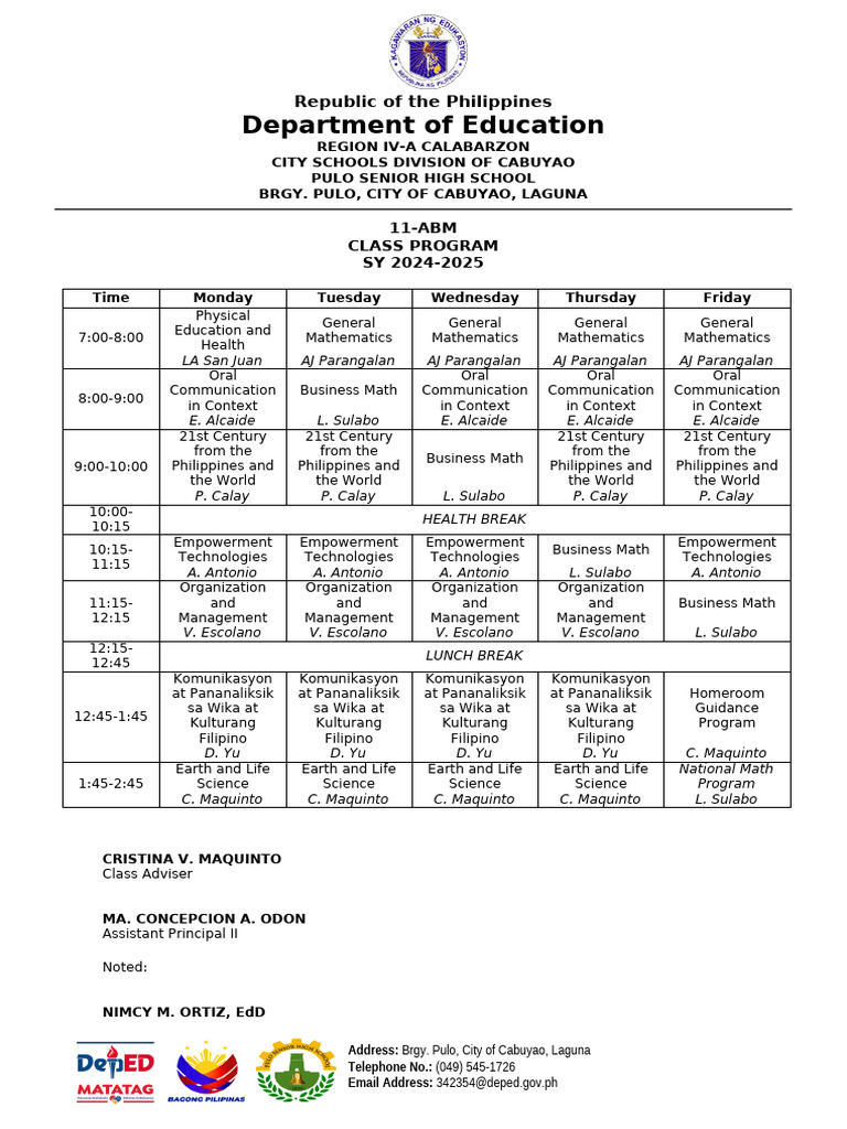 Class-and-Teacher-Program-v7 | PDF | Schools