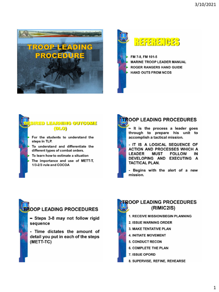 7 - Troop Leading Procedure | PDF | Reconnaissance | Military