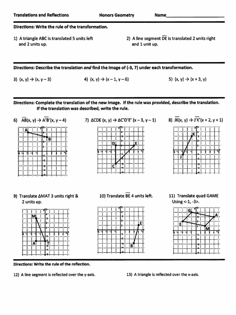 4 - Transformations Translations and Reflections | PDF