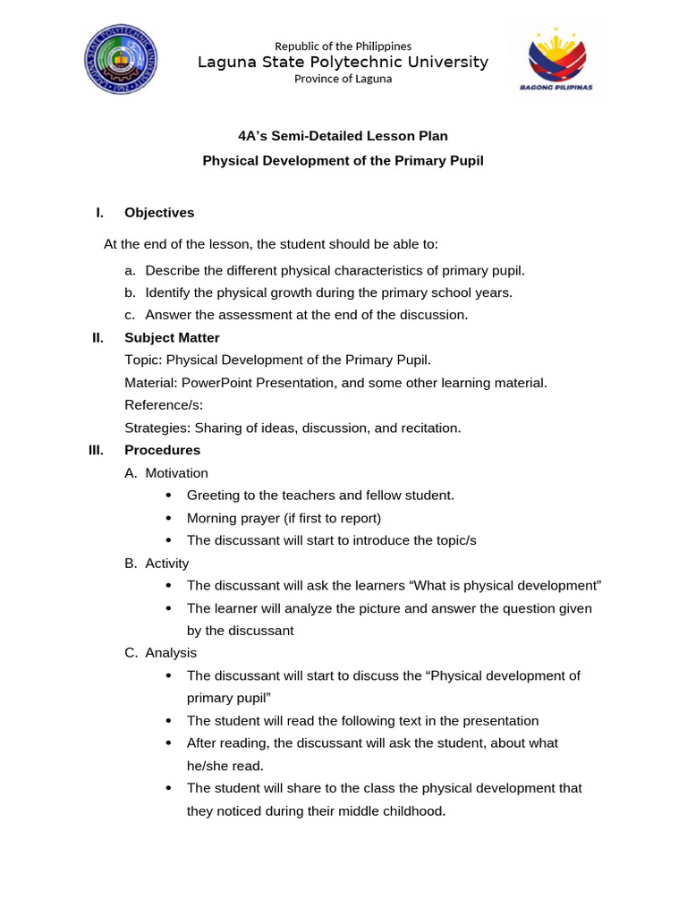 4 A's Lesson Plan | PDF
