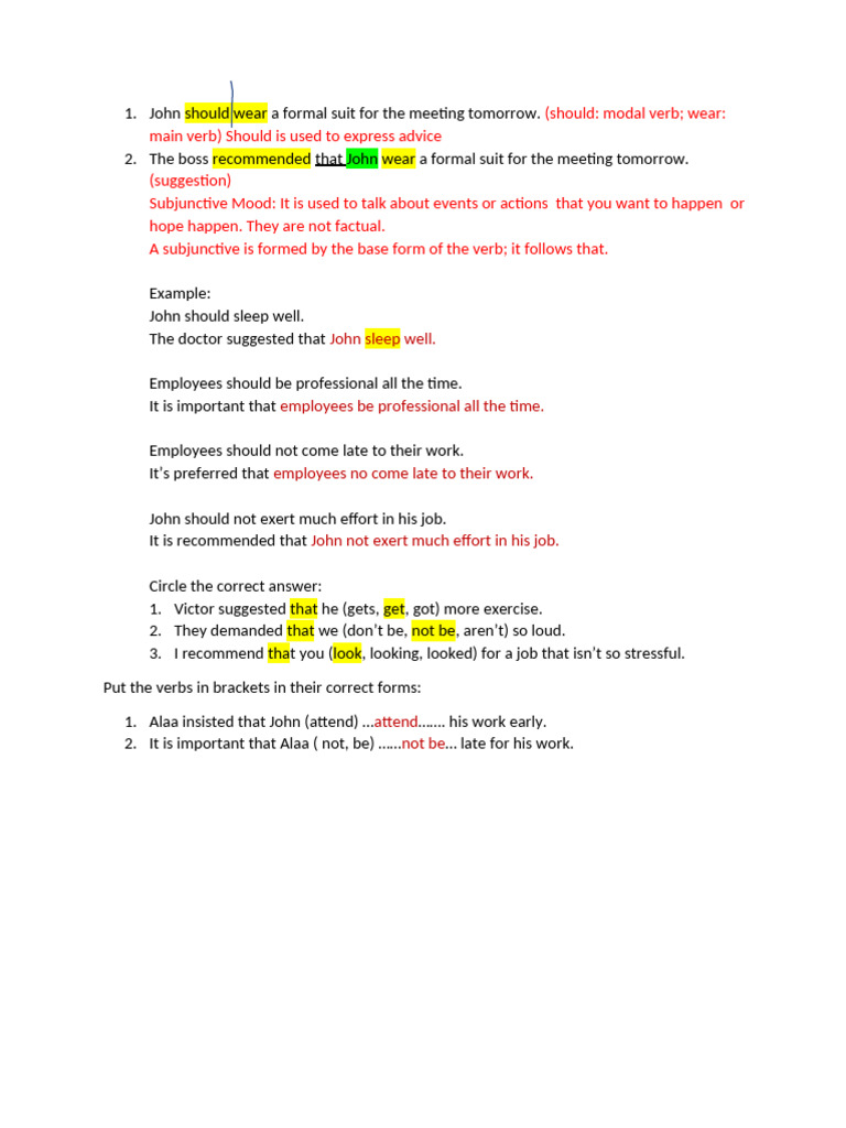 Subjunctive Mood Explanation | PDF | Self-Improvement